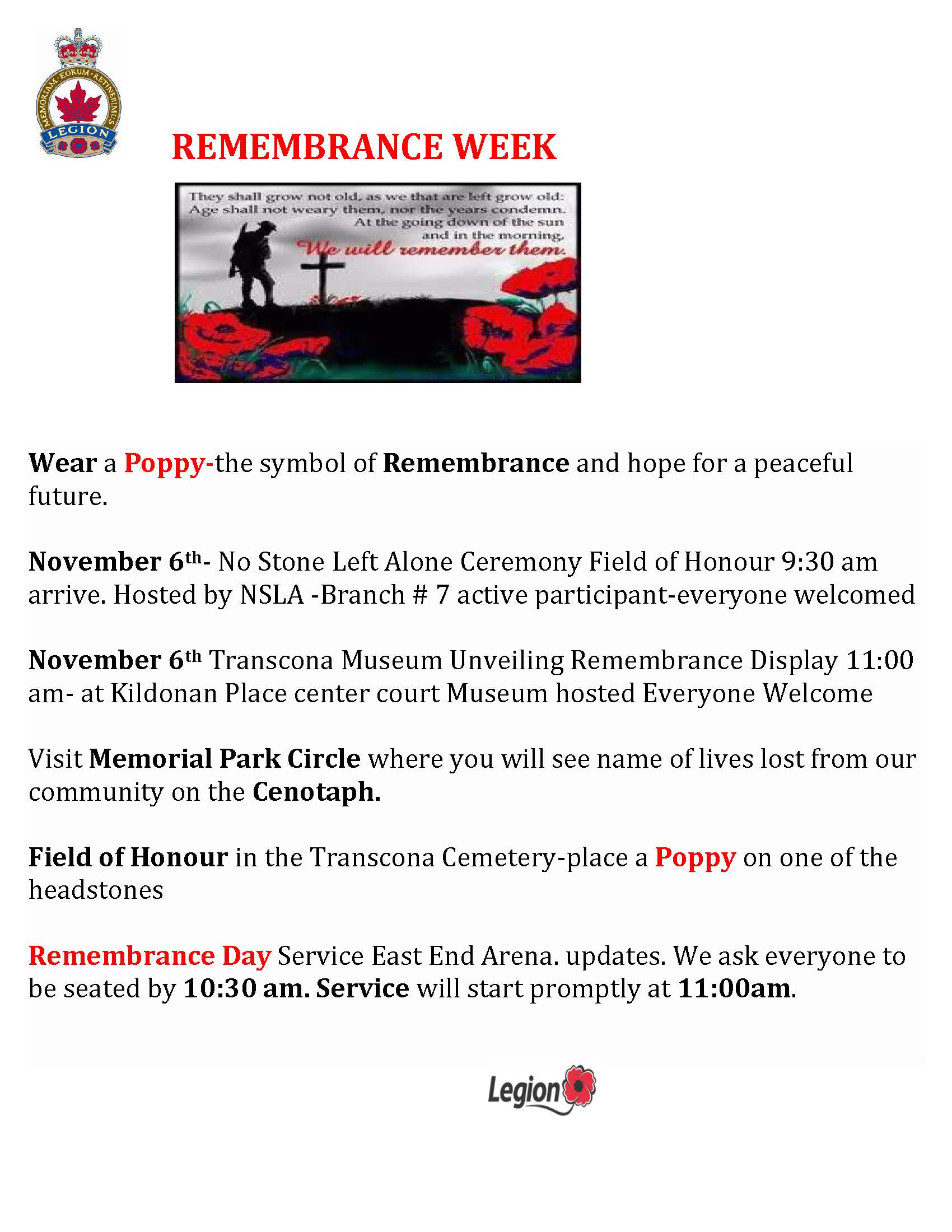 Remembrance Day Service – Transcona Legion