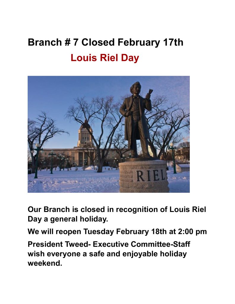 LOUIS RIEL DAY – Transcona Legion #7
